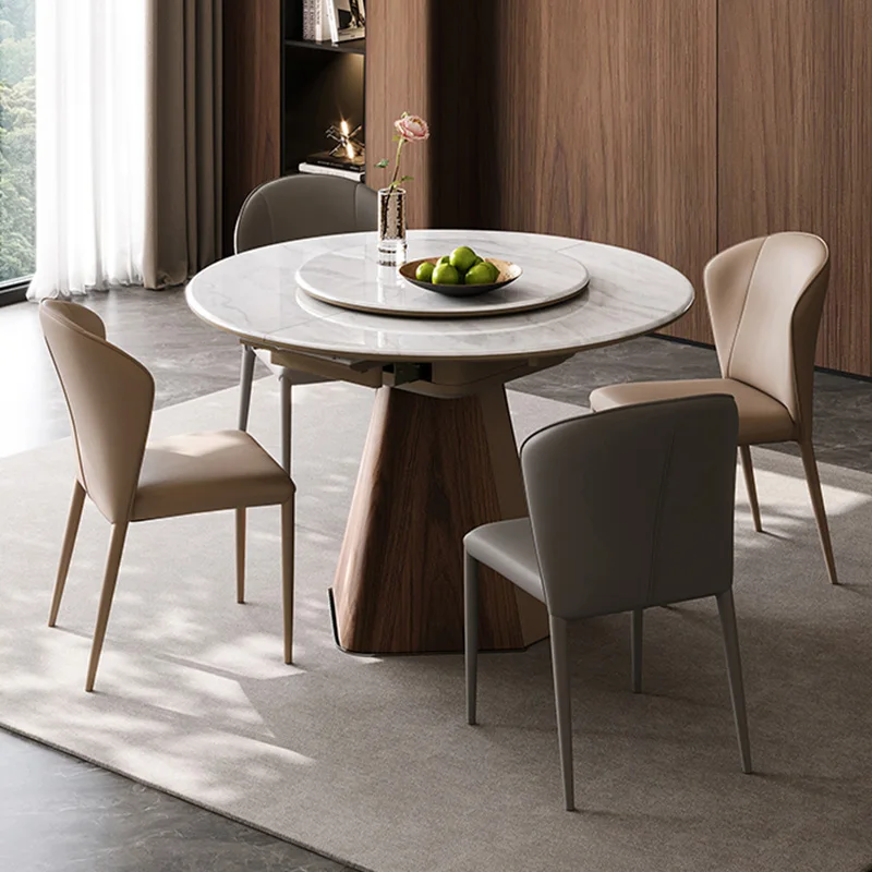 Luxury Extendable Round Dining Tables with Turntable Modern Durable ...