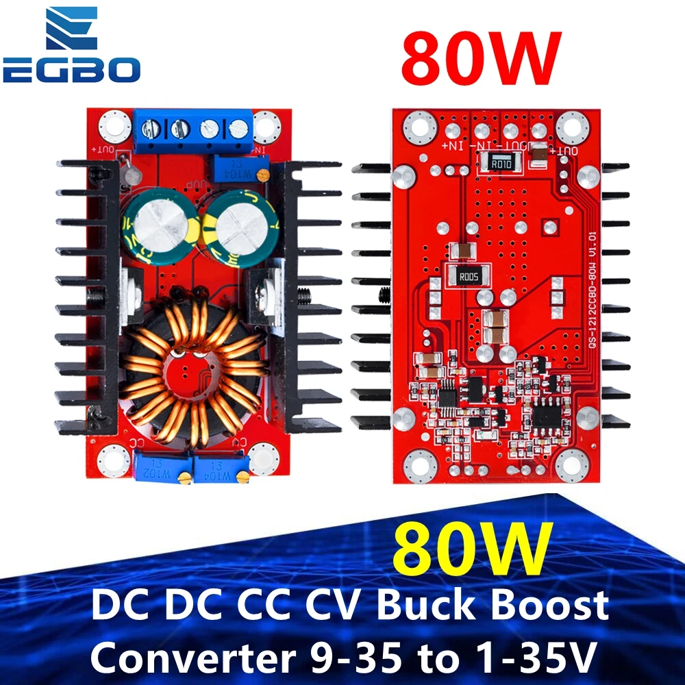 DC DC CC CV Buck Boost Converter 9-35 to 1-35V 80W Buck Booster DC Step ...