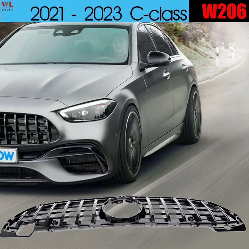 W206 Grill, Black Panamericana GTR ABS Front Radiator Grille for ...