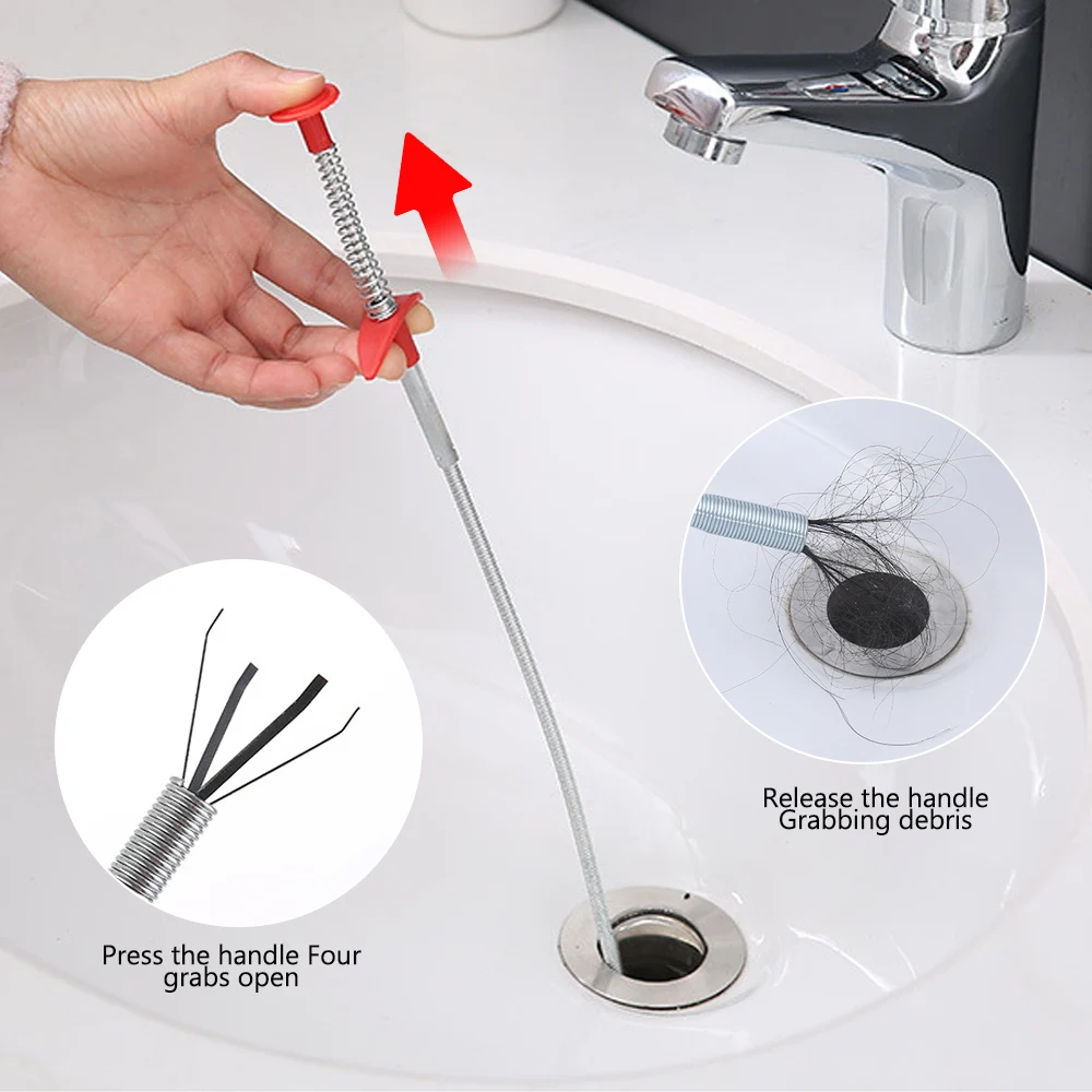 23-Inch-Drain-Snake-Spring-Tube-Unblock-Tool-Bathroom-Sewer-Dredge-Anti ...