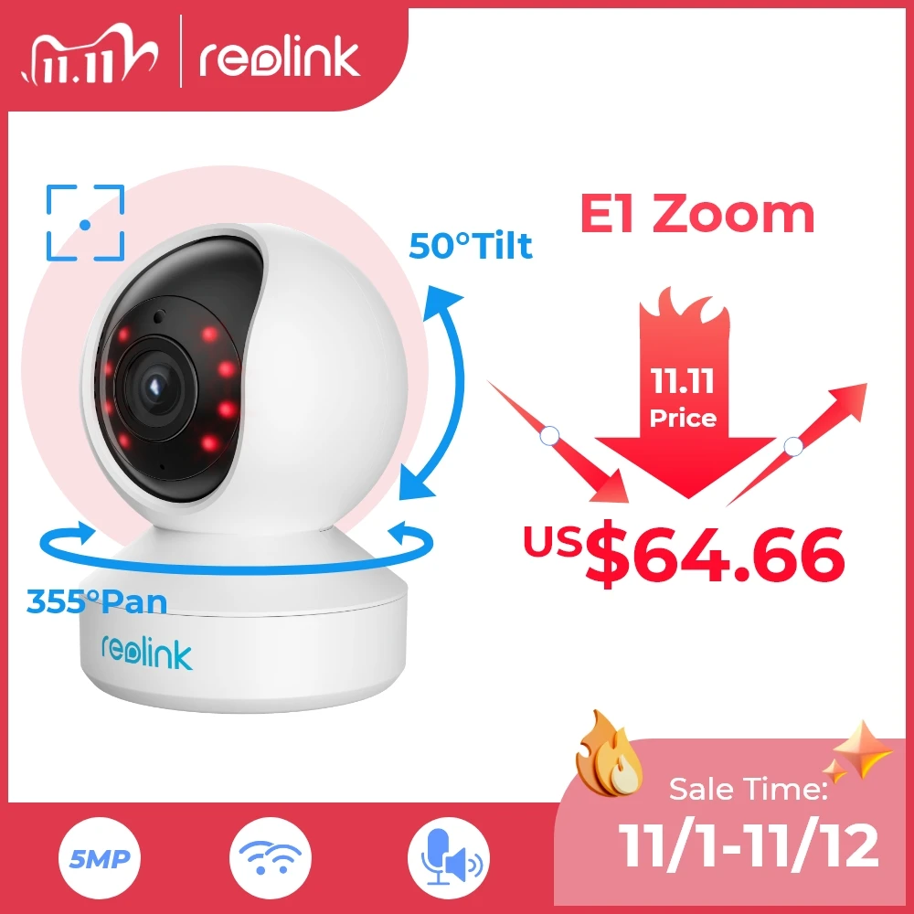 Reolink 5mp Ptz Ip Camera 2.4g/5g Wifi Camera Indoor 3x Optical Zoom ...