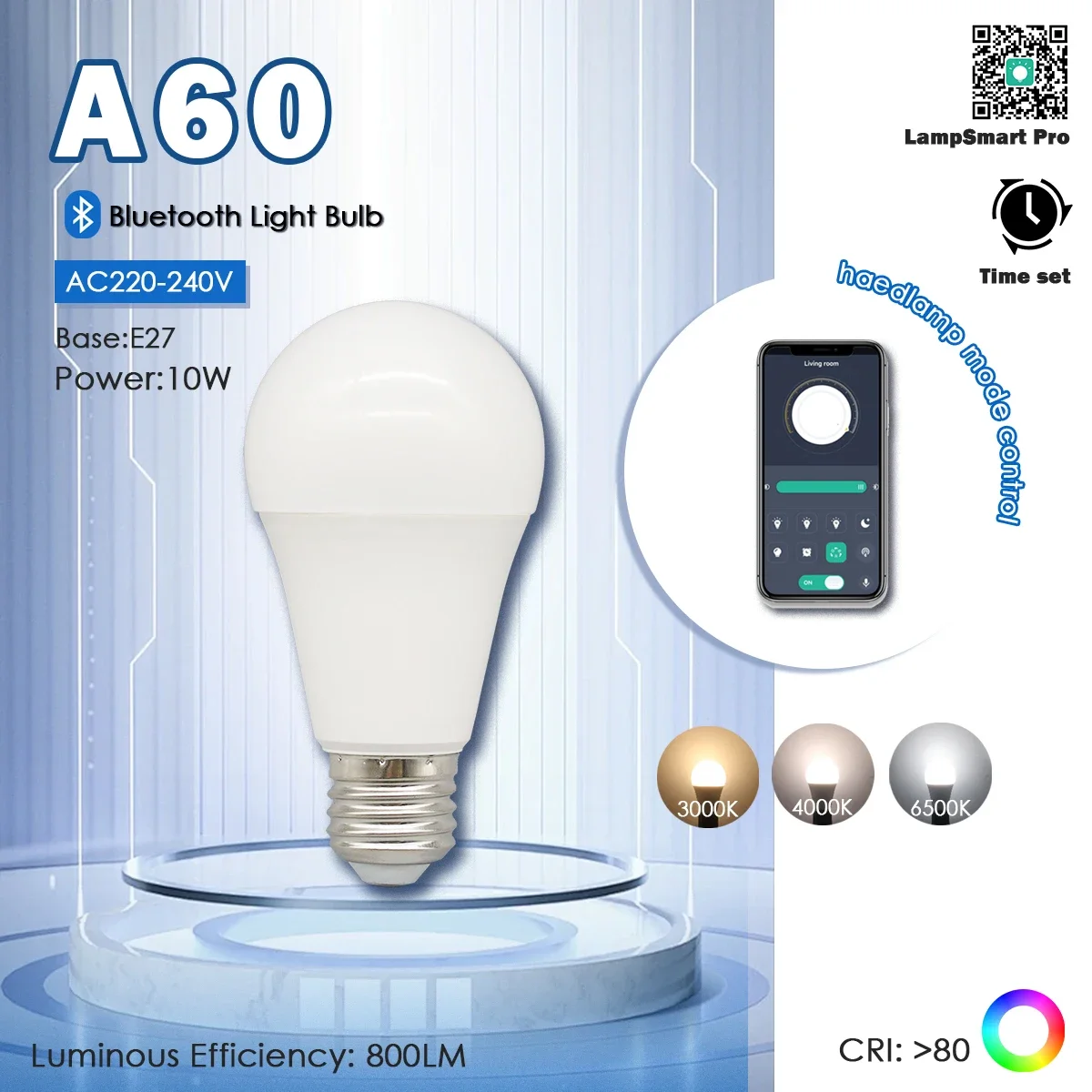 1-10pcs LED Bulb Smart Light Lamps Bluetooth APP E27 3000K-6500K ...