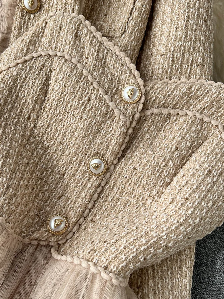 High Quality Tweed 2 Piece Dress Sets Women Outfits Vintage Short ...