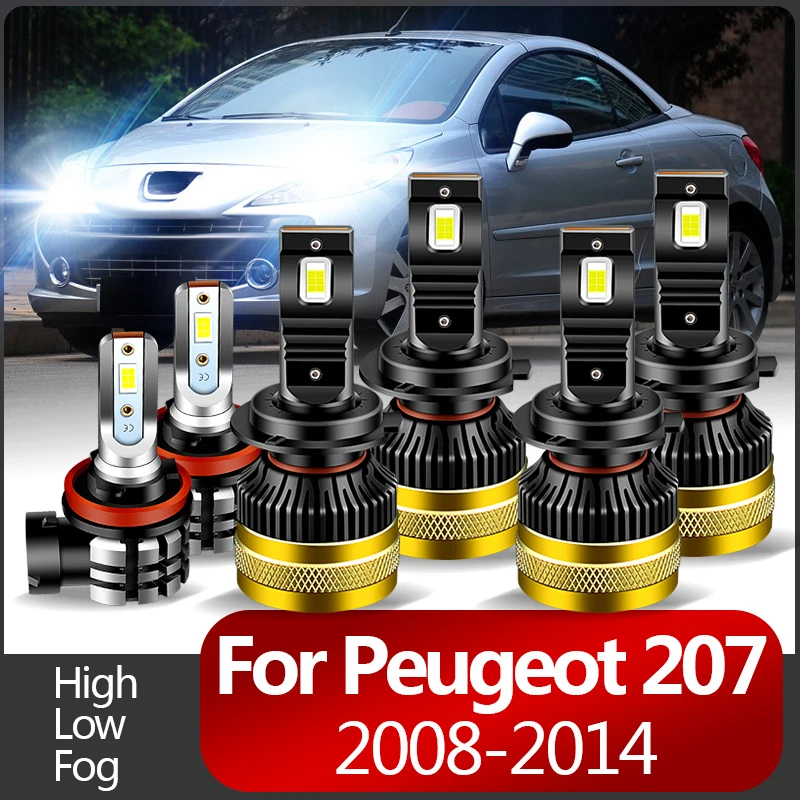 2PCS-30000lm-For-Peugeot-207-2008-2014-Car-LED-Headlight-Bulbs-High ...