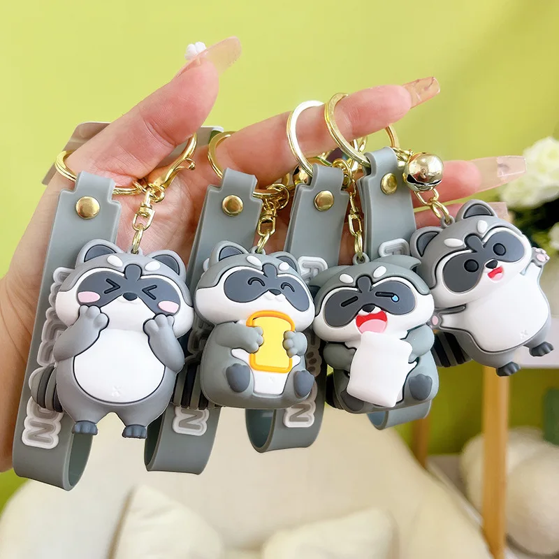Cartoon-raccoon-key-chain-exquisite-couple-Bear-key-chain-Little-Panda ...