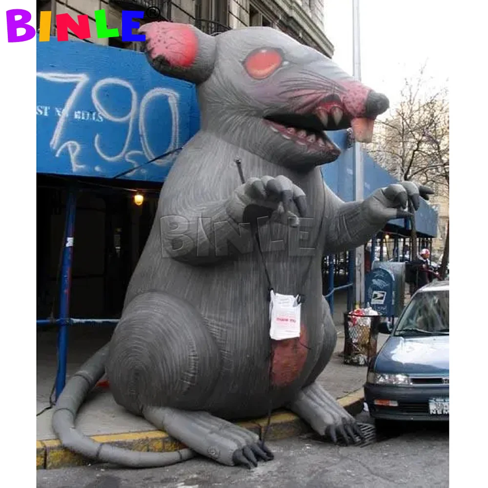 Customized outdoor creepy giant inflatable mouse grey inflatable rat ...