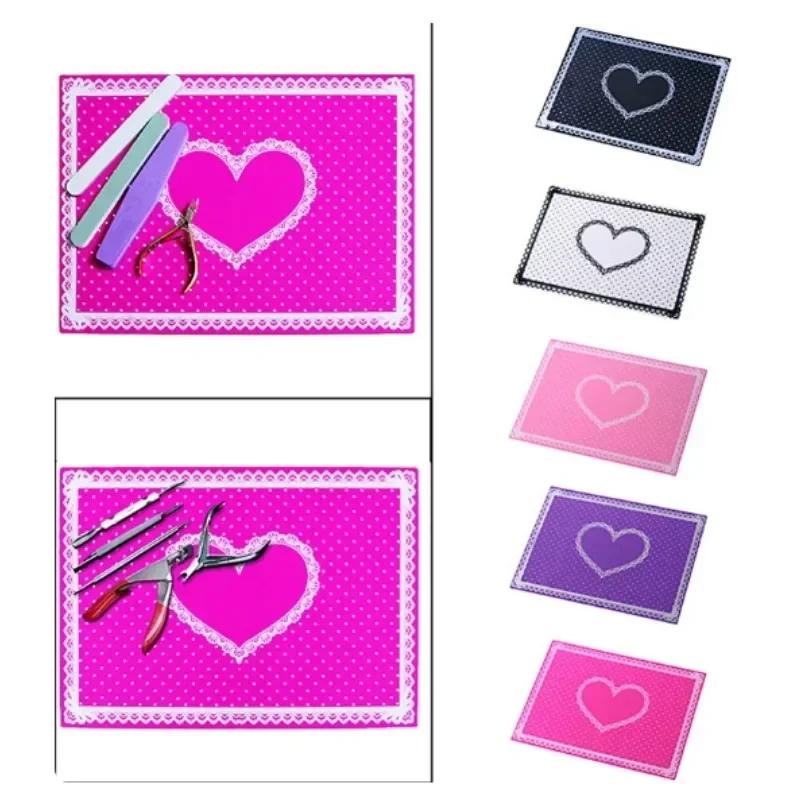Silicone-Nail-Mat-Foldable-Nail-Art-Salon-Lace-Wave-Hand-Rests-Heart ...