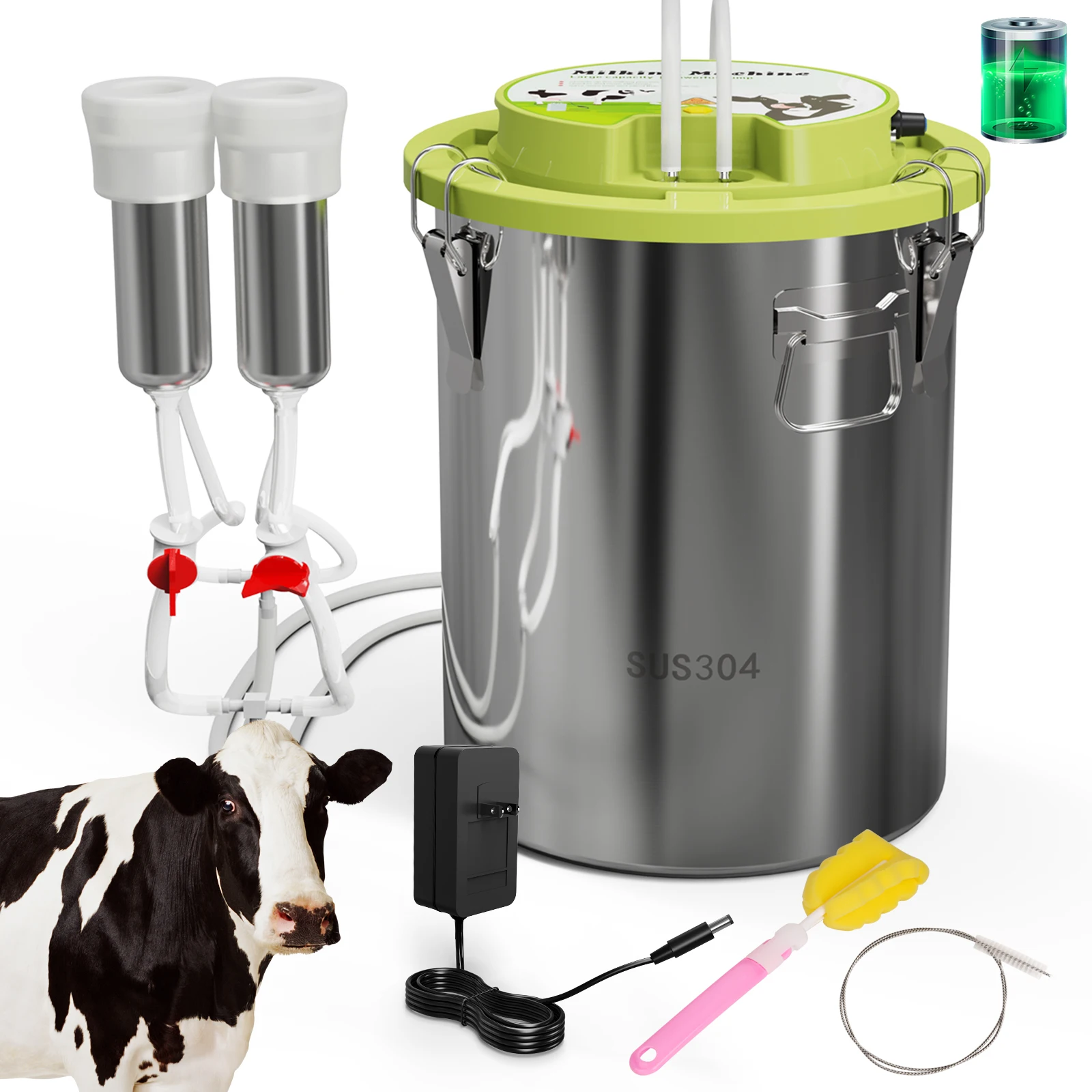 12L/16L Cow Sheep Electric Integrated Milking Machine 304Stainless ...