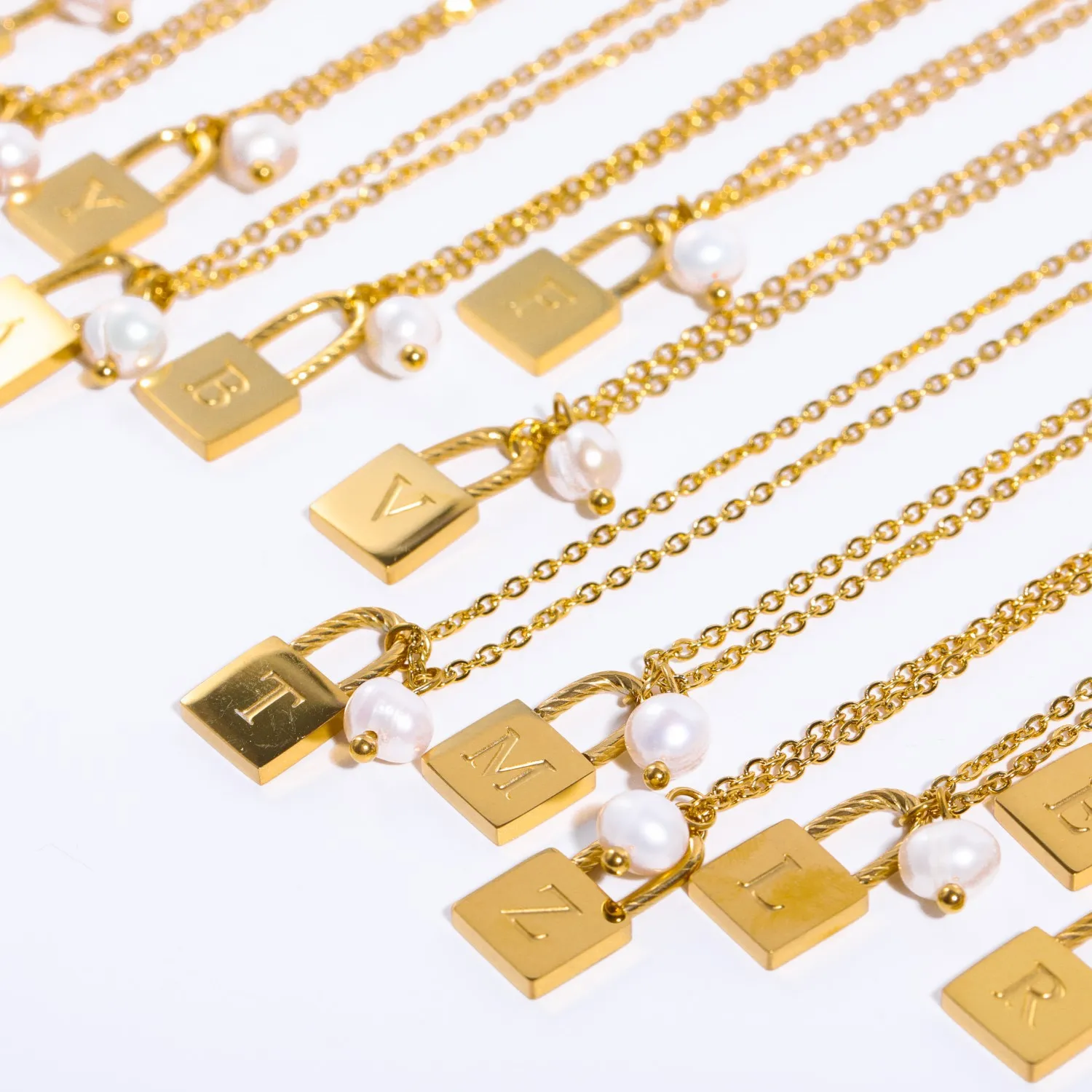 Stainless-Steel-26-Initial-Letter-Pearl-Lock-Neckalce-Gold-Plated-A-Z ...