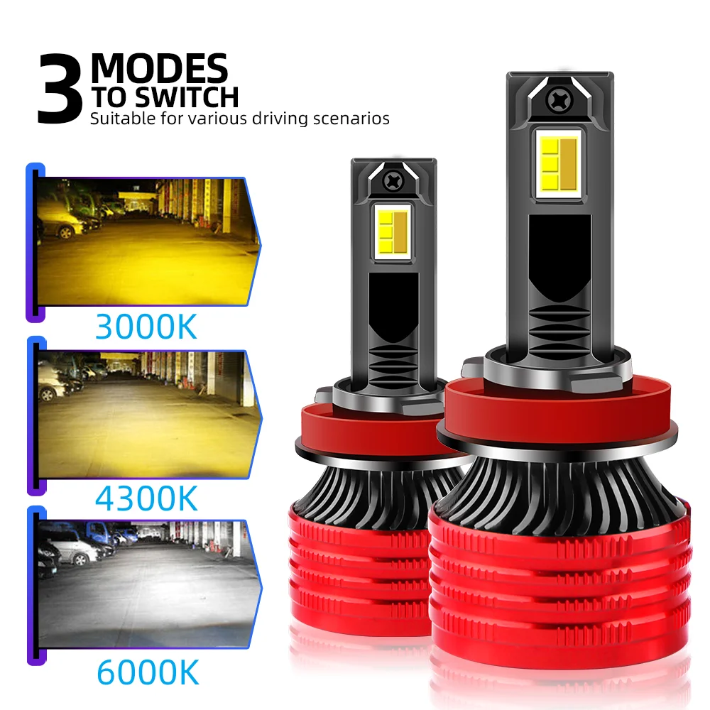 Auto-Led-3-Colors-Change-300K-4300K-6000K-Car-H7-Headlight-Canbus-High ...