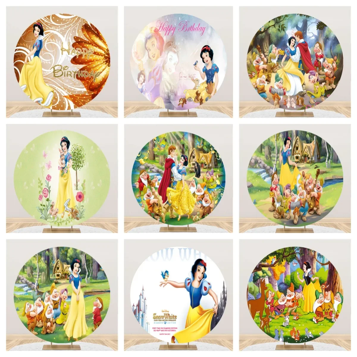 Disney-Snow-White-Circle-Round-Background-Backdrop-Children-Birthday ...