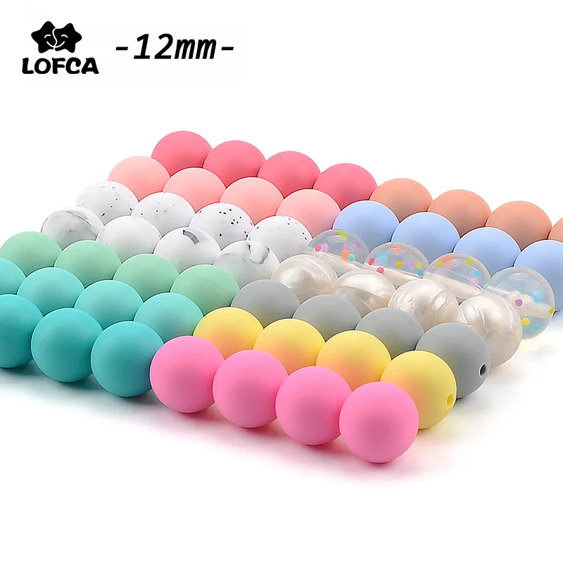 Lofca 100pcs/lot 12mm Round Shape Silicone Teething Beads Baby Teether ...