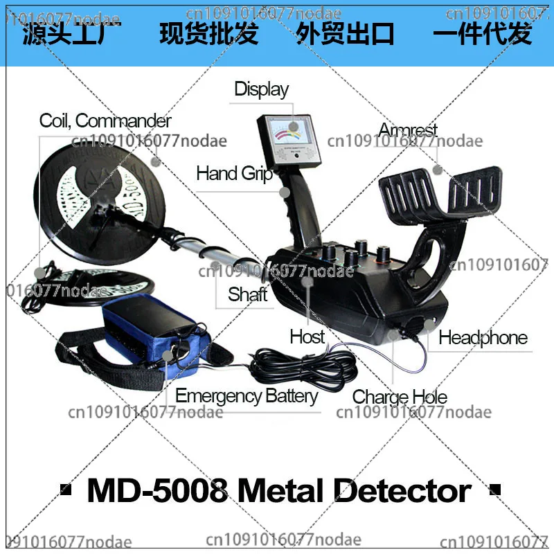 MD-5008 Underground Metal Detector Handheld Double Disk Detector Gold ...