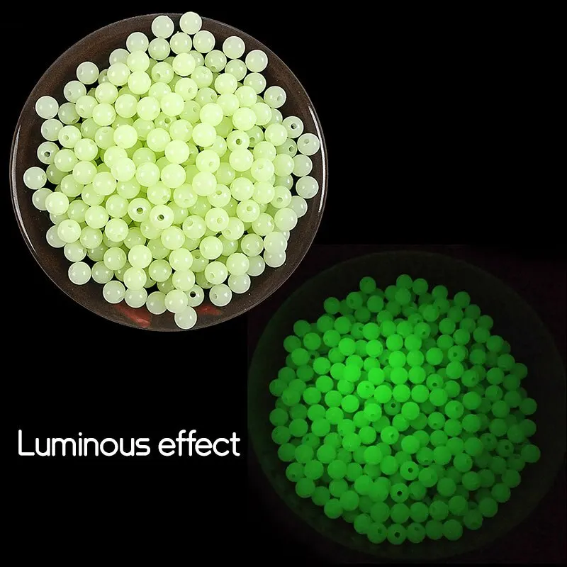 Luminous Beads Fishing Space Beans 4mm 5mm 6mm 100pcs/bag Soft Rubber ...