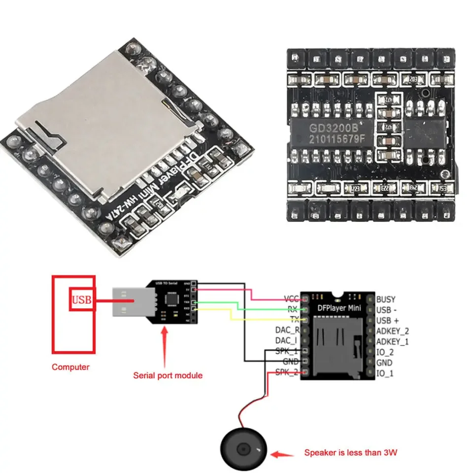 Projet DIY Audio Lot 7 Modules MP3 DFPlayer - Compatible Arduino Et ...