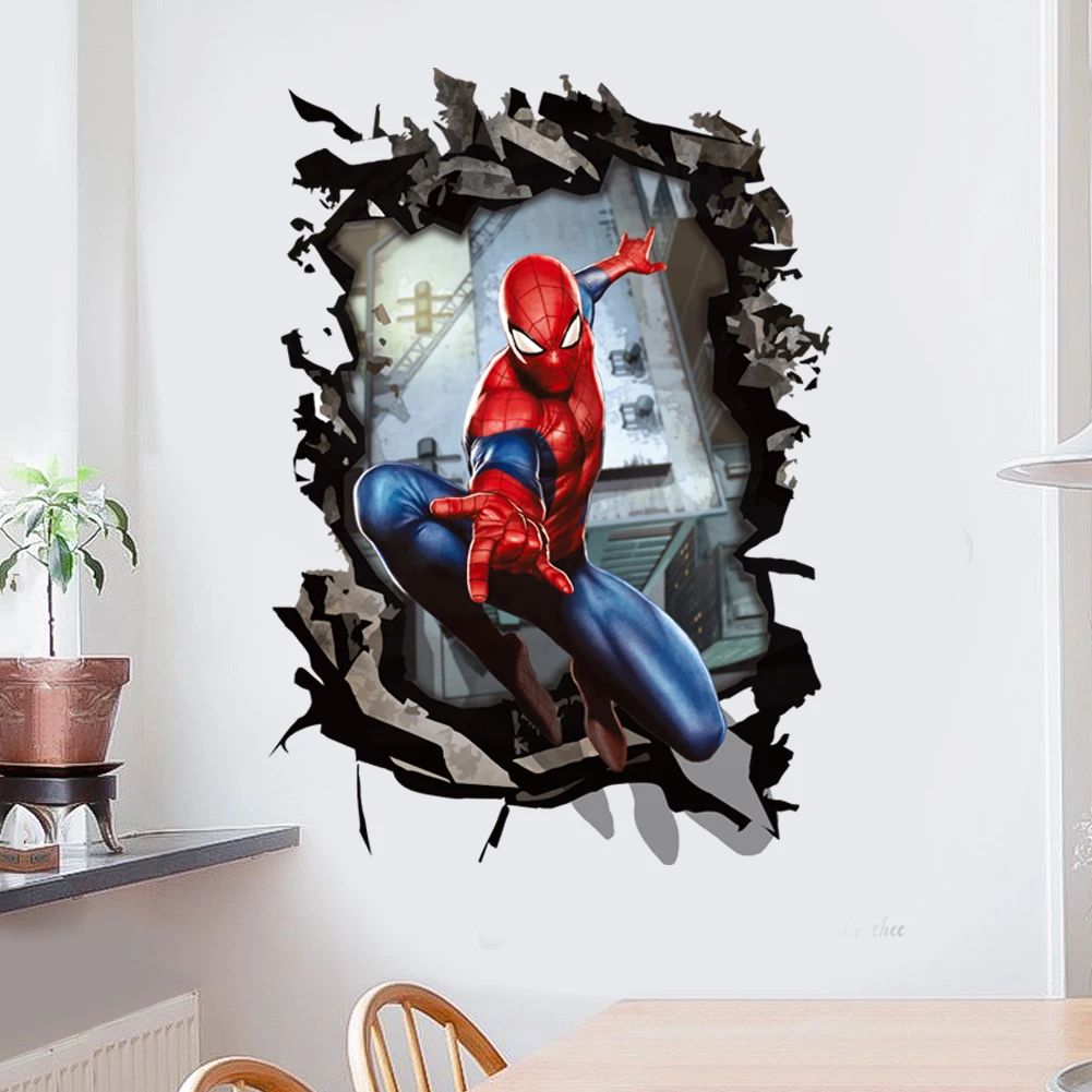 3D-Broken-Marvel-Avengers-Wall-Stickers-For-Kids-Room-Living-Room ...