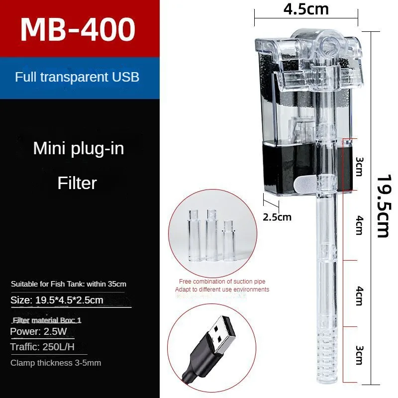 Aquarium-Hang-on-Filter-Mini-Filter-Fish-Tank-USB-Power-Interface-2-5W ...