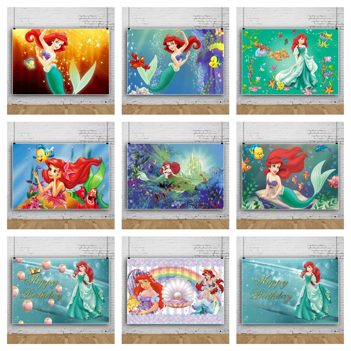 The-Little-Mermaid-Princess-Ariel-Background-Birthday-Party-Decoration ...