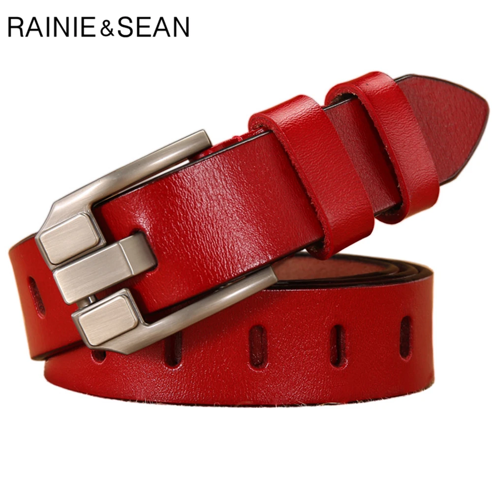 RAINIE-SEAN-Red-Women-Belt-Pin-Buckle-Real-Leather-Belts-for-Jeans ...