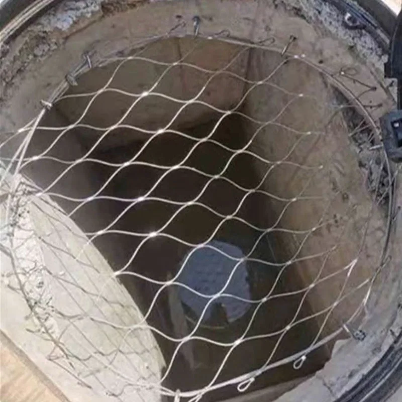 Stainless-steel-304-Manhole-safety-rope-netting-Well-cover-sewer ...
