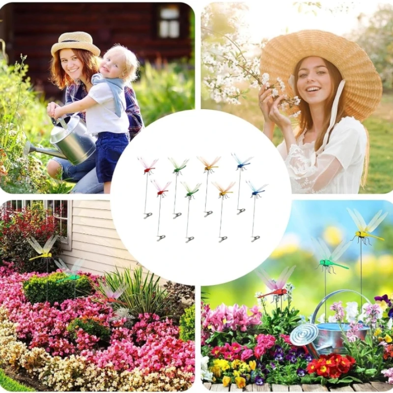 3D Outdoor Dragon Fly Decor Clip on For Bugs Dragonfly Garden Stakes ...