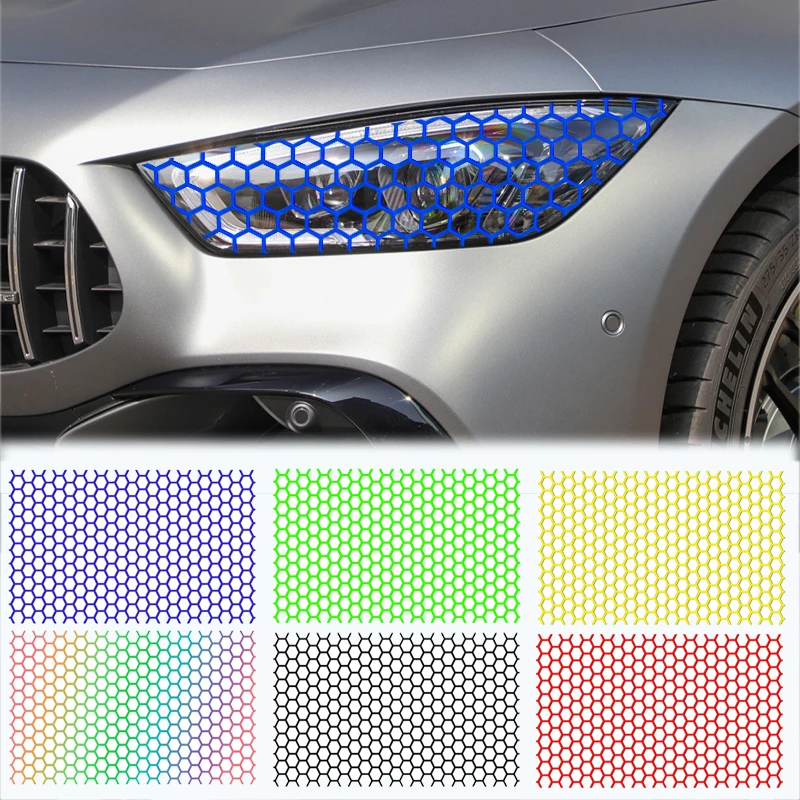 Honeycomb Car Sticker Cut-out Hollow Lamp Cover Auto Lamp Films Grid ...