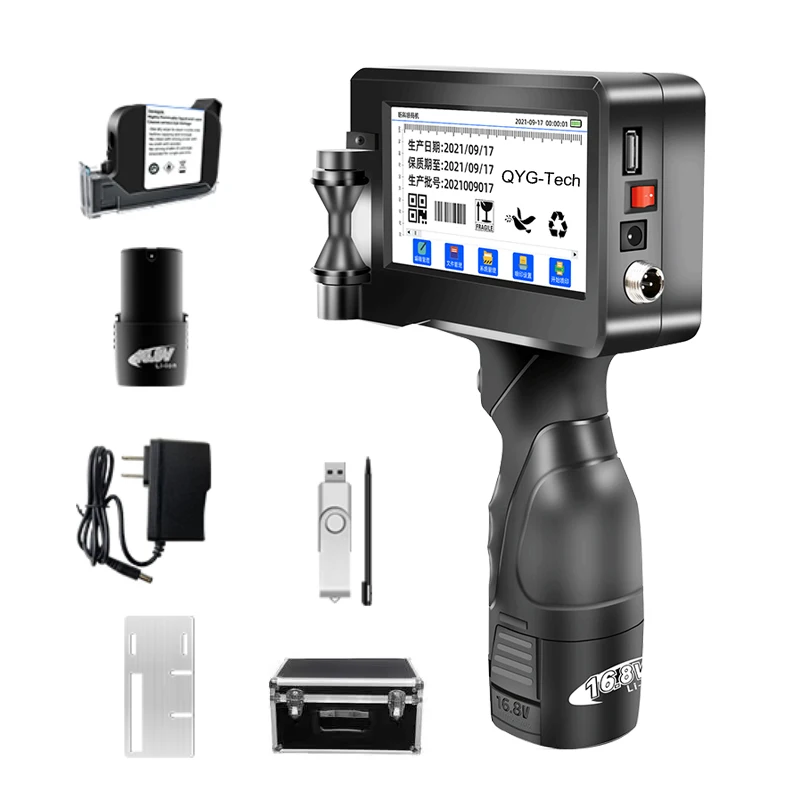 Label Printer Machine 600dpi Touch Handheld Coder Bar Batch Code Number Logo Expiry Date ...