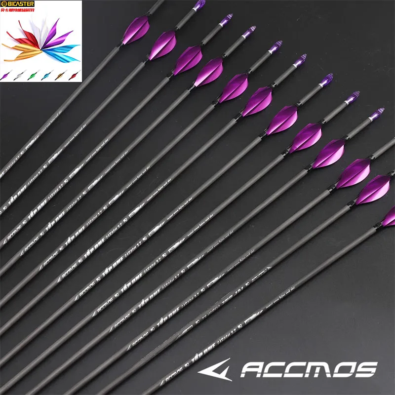 ACCMOS ID3.2mm Pure Carbon Spin Wing Feathers Arrows Spine350/400/450 ...