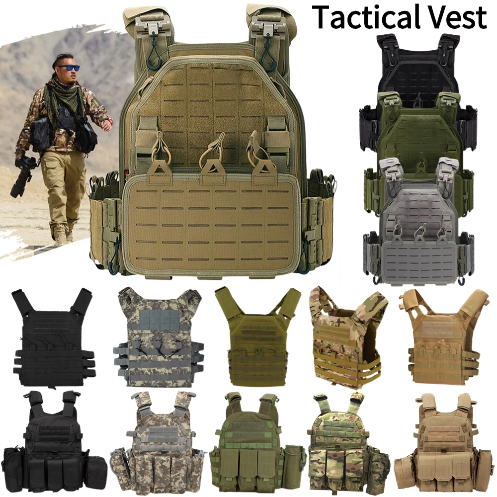 Chaleco-t-ctico-Molle-Plate-Carrier-chaleco-impermeable-hombres-multifuncional-combate-Camo ...