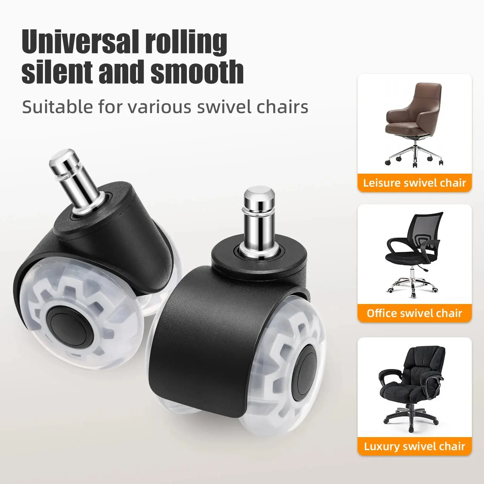 5PCS-Universal-Mute-Wheel-Office-Chair-Caster-Swivel-Rubber-Soft-Safe ...