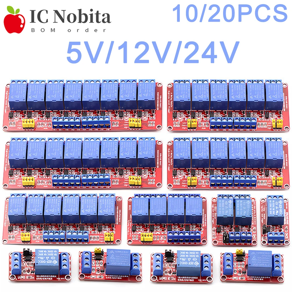 5V 12V 24V Relay Module Optocoupler Isolation High Low Level Trigger ...