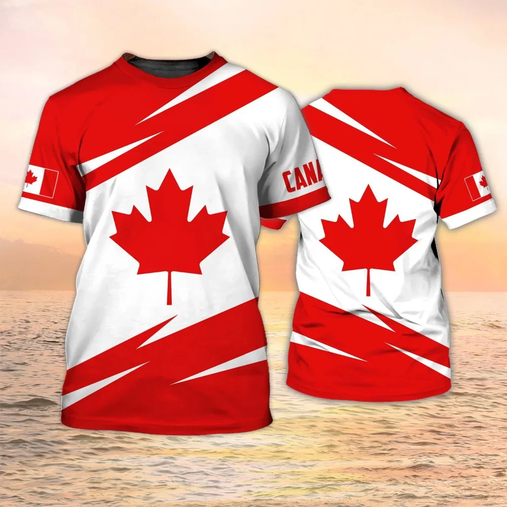 Canada Flag Maple Leaf Printed T-shirt Men & Women Fashion Sports ...