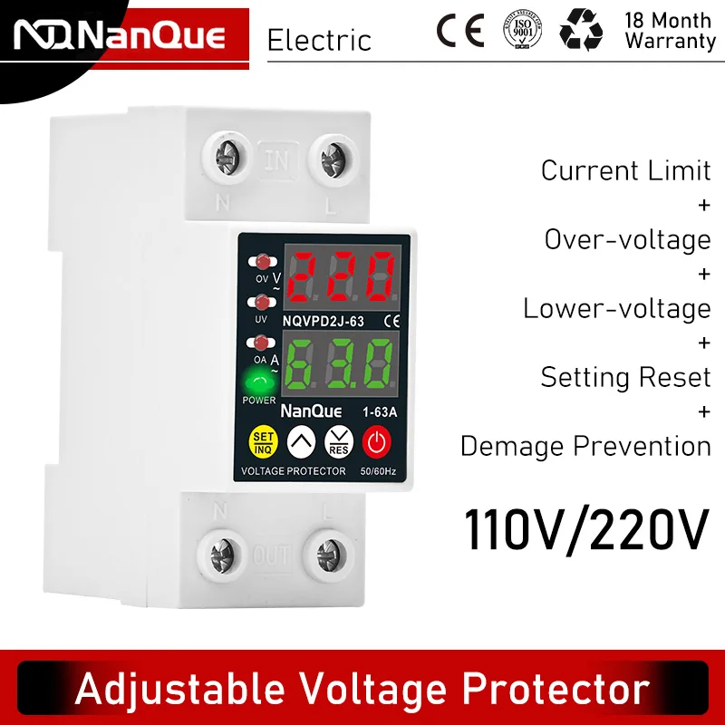 Voltage Protector Ajustable Over Under Voltage Protective Device 220V ...