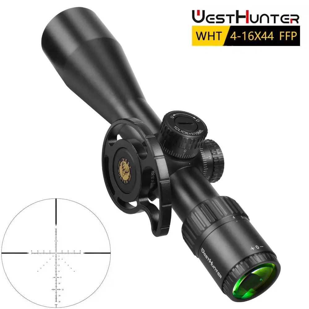 WestHunter WHT 4 16X44 FFP Compact Scope First Focal Plane Glass Etched ...