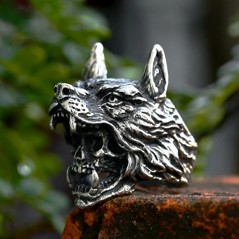 BEIER 2022 New Design Stainless Steel Viking Skull Wolf Head Ring High ...