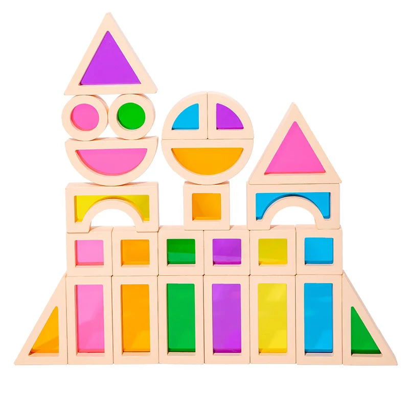 Acrylic-Geometric-Shape-Transparent-Crystal-Rainbow-Block-Kindergarten ...