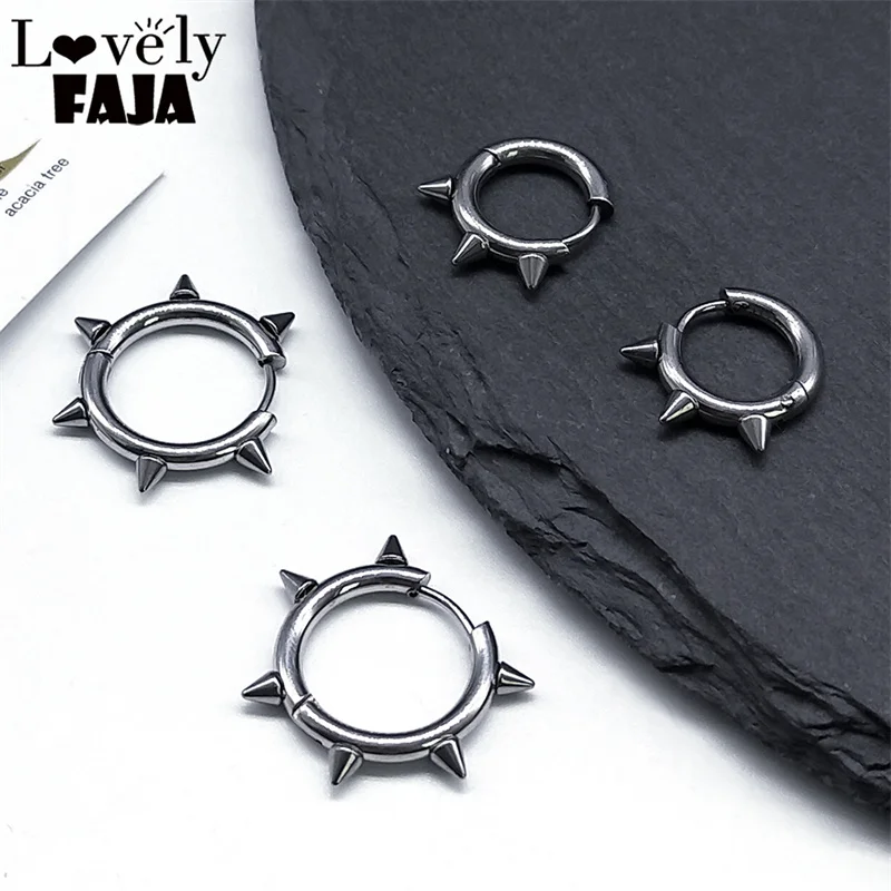 Punk-Spike-Rivet-Hoop-Earrings-For-Women-Men-Ear-Studs-Stainless-Steel ...