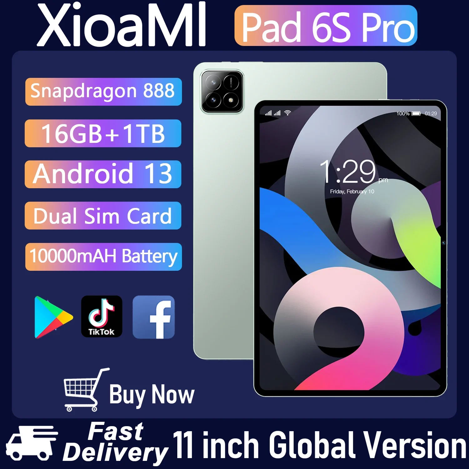 2024-Global-Version-NEW-Original-Pad-6S-Pro-Tablet-Android-13-11-inch ...