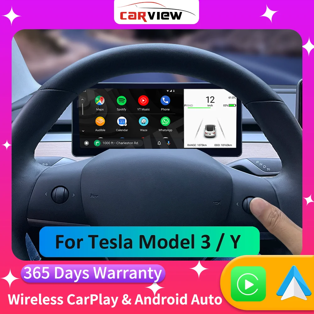 CARVIEW IPS Painel para Tesla, Tela sensível ao toque, Carplay sem fio ...