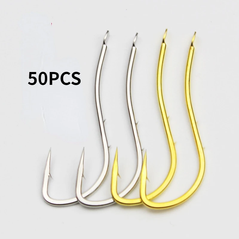 Double backed barbed parallel line fishhook with barbed long handle fishhook worm bait hook sea ...