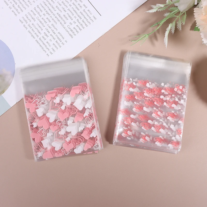 100 шт., прозрачные пакеты для конфет в форме сердца | AliExpress
