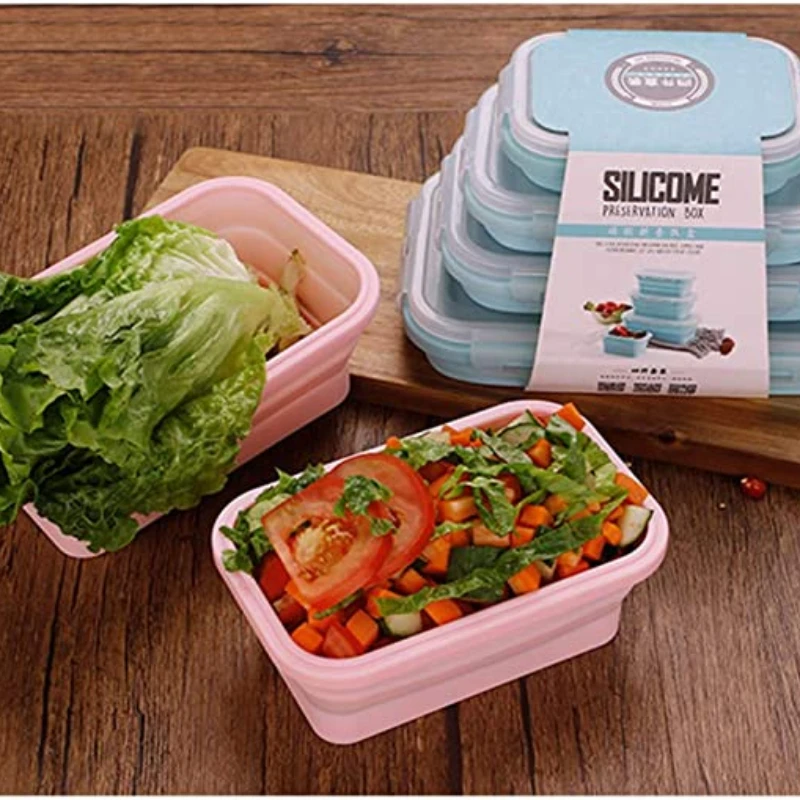 350ml 500ml Collapsible Lunch Box Bento Box Foldable Food Storage ...