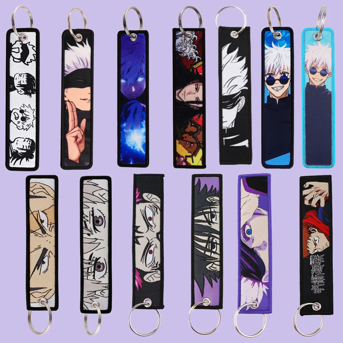 1pcs Satoru Gojo Embroidered Keys Tag Anime Keychains For Motorcycles ...