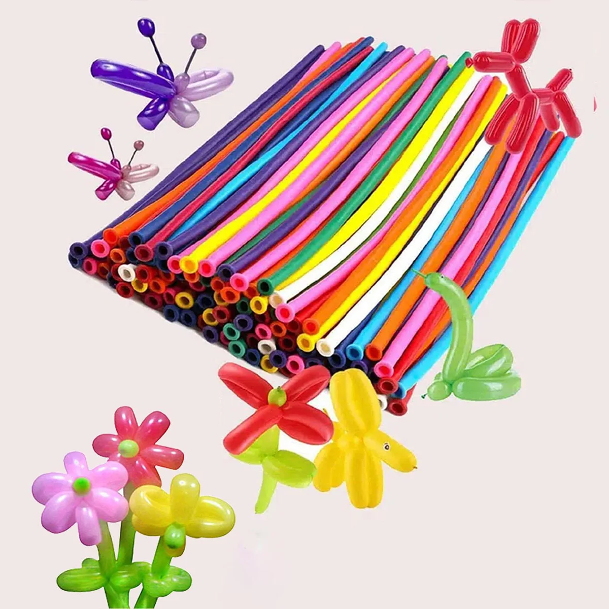 100PCS-Magic-Skinny-Balloons-Colorful-Long-Latex-Balloons-Twisting-DIY ...