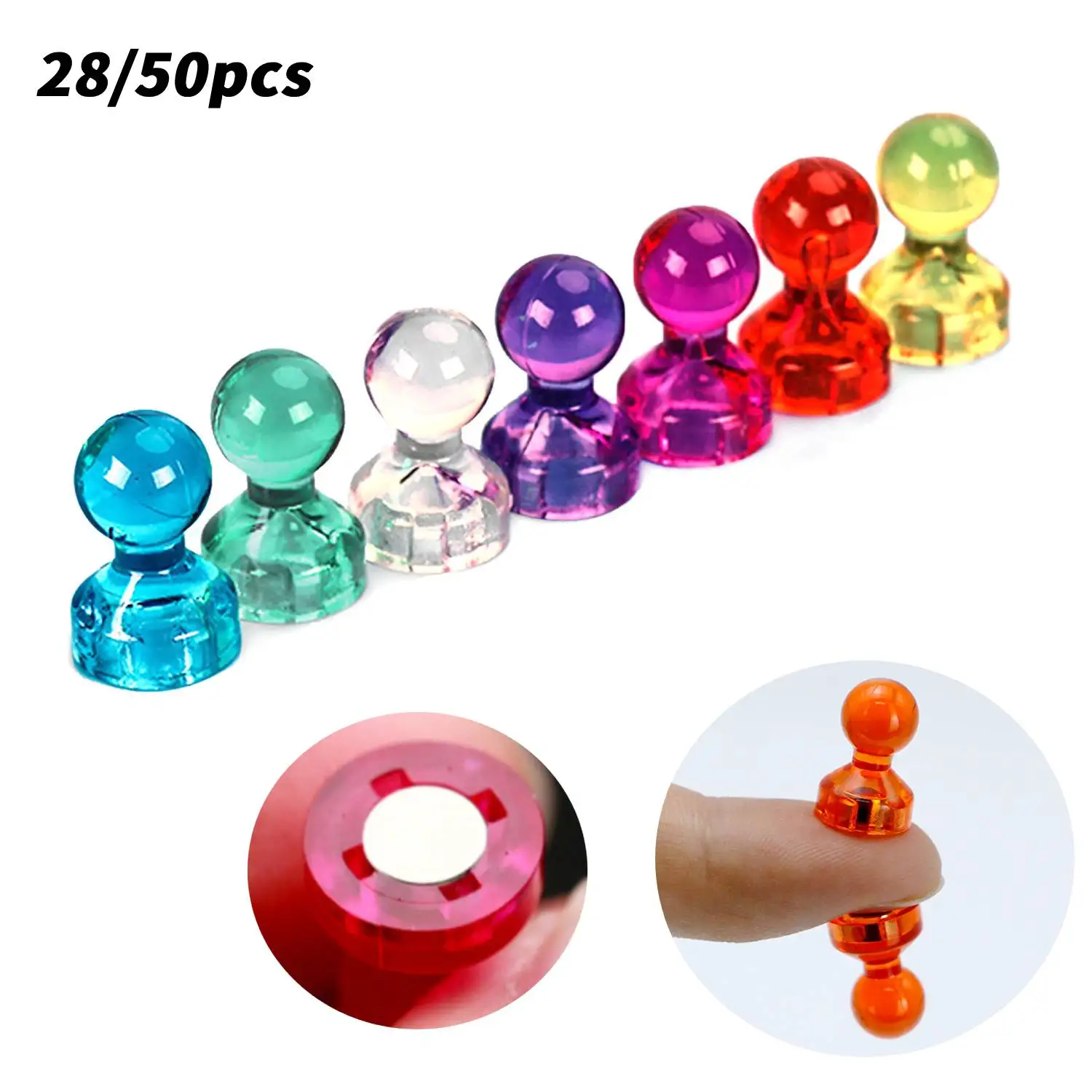 28/50Pcs Push pin Office Strong DIY Magnets Thumbtack Fridge Whiteboard ...