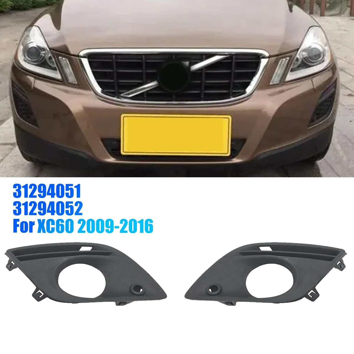 1Pair-Car-Front-Bumper-Fog-Light-Cover-31294051-31294052-for-Volvo-XC60 ...