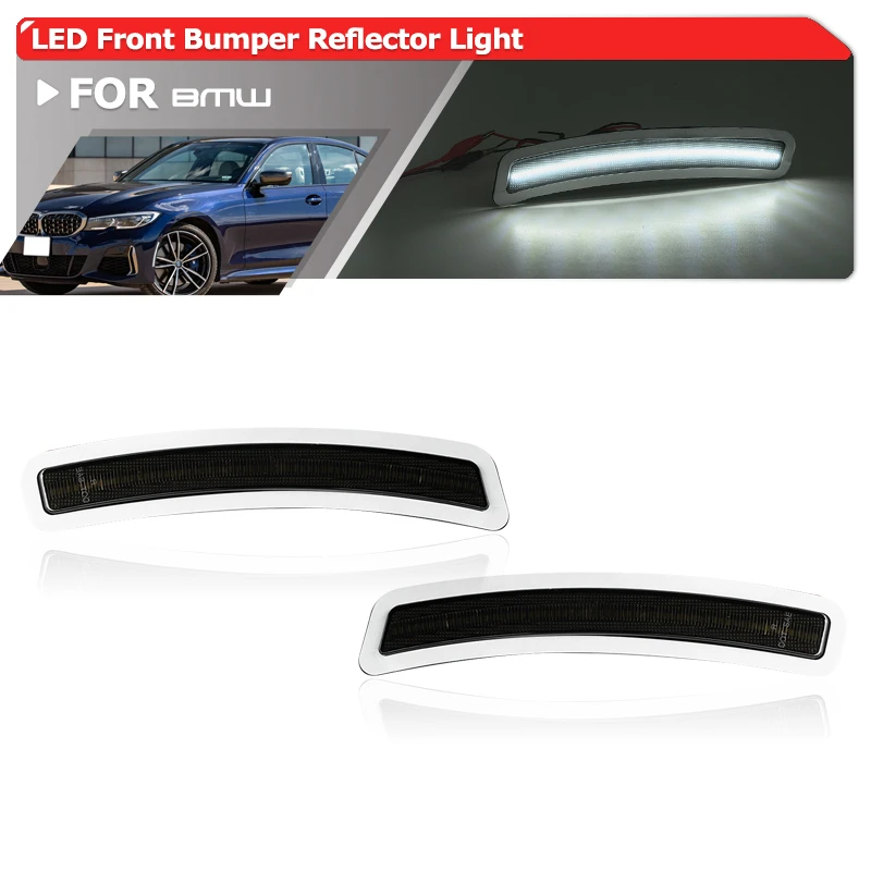 2x Euro Smoked Front Bumper Reflector Light For BMW 2 3 4 Series G42 ...
