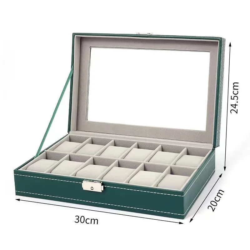 New Watch Box 6/10/12 Grids PU Leather Watches Display Case Jewelry ...