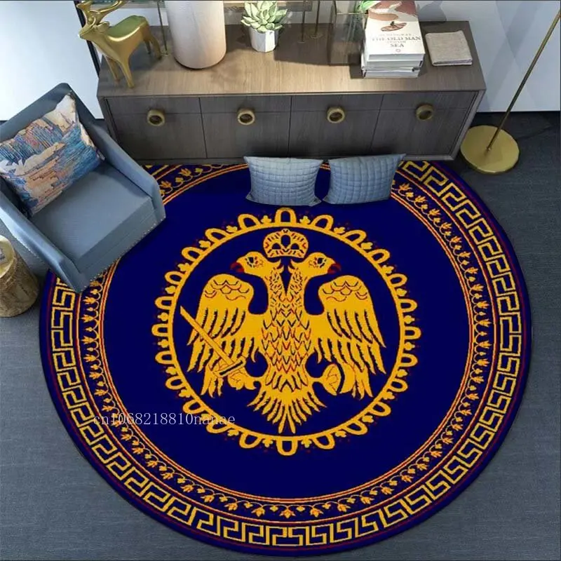 Double-Headed Eagle Rugs Orthodox Eagle Round Carpet Byzantine Eagle ...