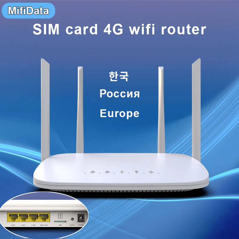 4G CPE 4G 라우터, SIM 카드 와이파이 모뎀, 핫스팟 32 와이파이 사용자, RJ45 WAN LAN 안테나 LTE 무선 라우터